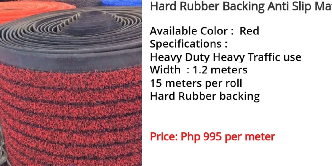 Hard Rubber Backing Anti Slip Mat with FREEBIE :) Available Color : Red ...