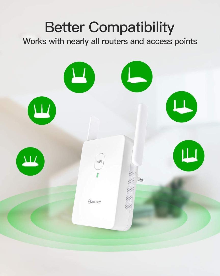 "HOHADOY WiFi Booster Range Extender, 1200Mbps Wireless Signal Repeater Dual Band Extend Dual ...