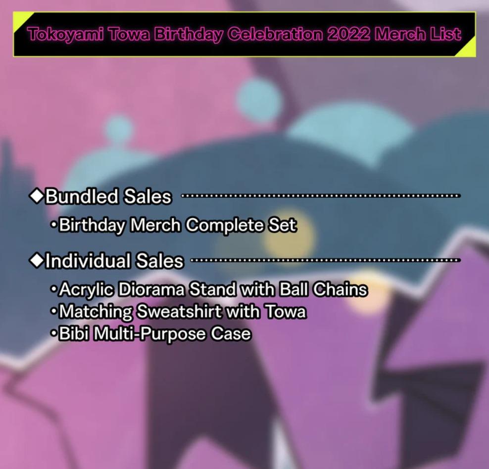 Hololive Tokoyami Towa Birthday Celebration 2022 Merch Complete Set ...