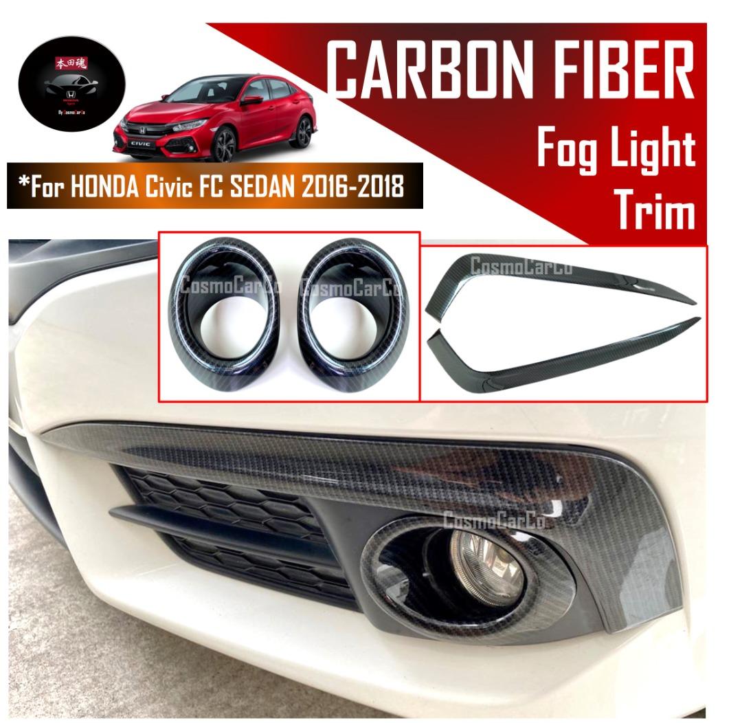 HONDA Civic 10th Gen CARBON FIBER Fog Light Front Bumper Lower LED Lamp ...