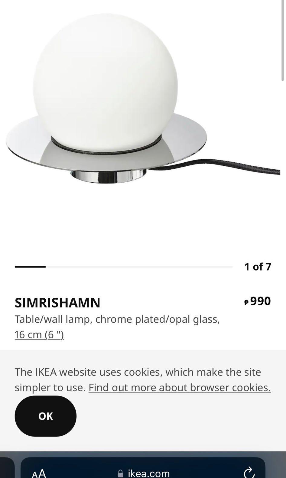 IKEA simrishamn lamp, Furniture & Home Living, Lighting & Fans ...
