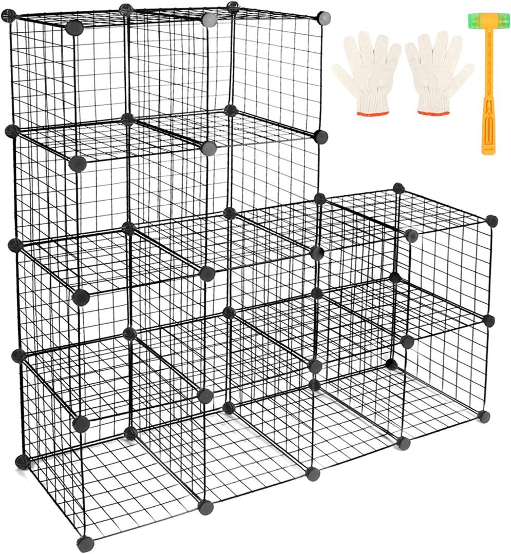 MANYHY Wire Cube Storage Organizer, 9-Cube Metal Storage Shelves ...