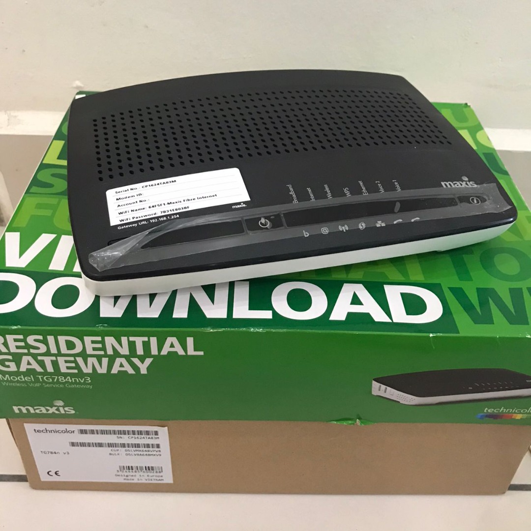 Maxis Fiber Wifi Router Model TG784nv3 Wireless VoIP Service Gateway ...