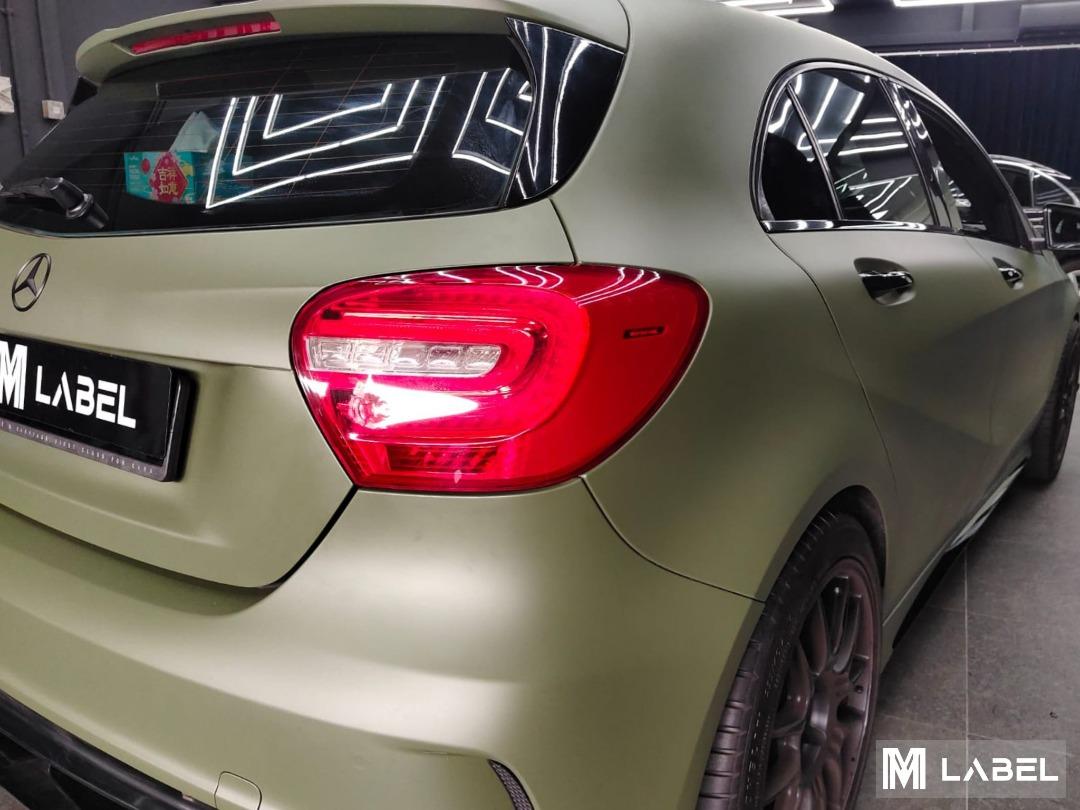 Mercedes Benz A200 Full Vinyl Wrap - Ultimate Flat Military Green, Car ...