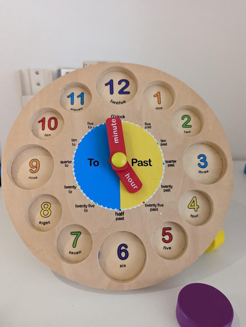 Montessori Wooden Learning Clock by Discovery, Toys R Us, Hobbies ...
