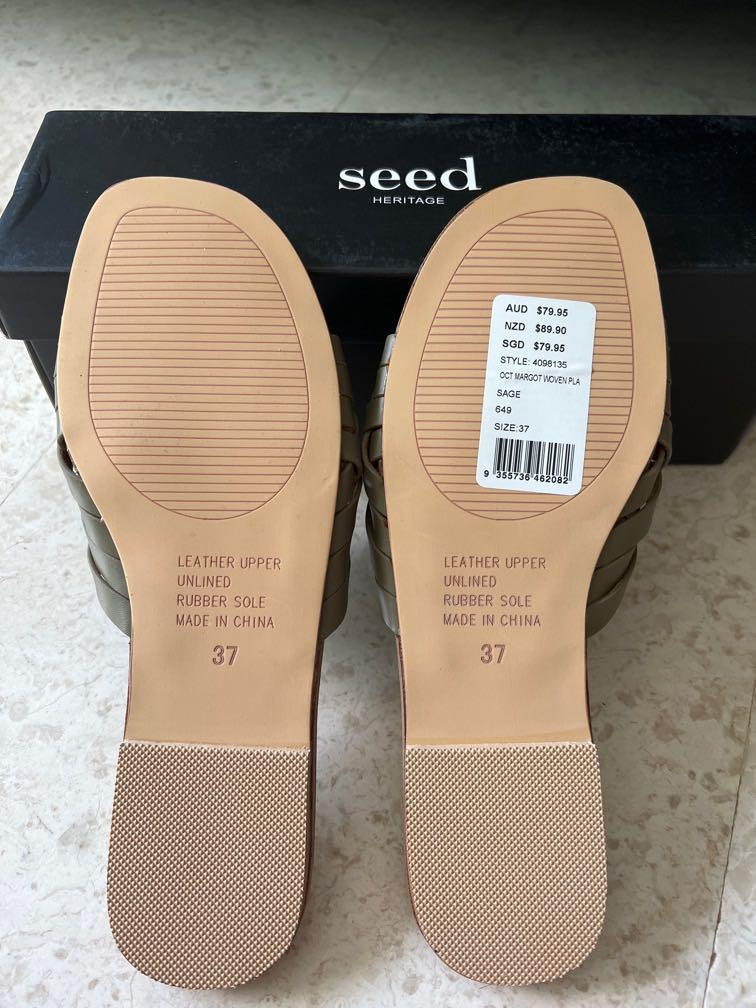 NEW Seed Heritage Leather Sandals in Sage, Women's Fashion, Footwear ...