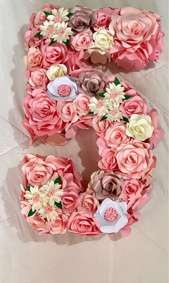 Number 5 Standee with Paper Flowers 2ft, Hobbies & Toys, Stationary ...