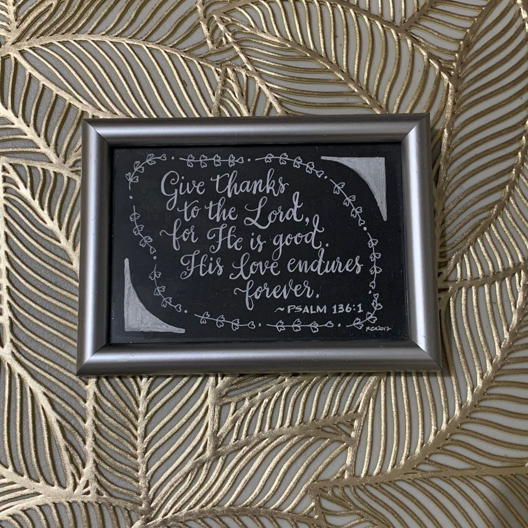 Psalm 136:1 In Silver Desk Frame, Furniture & Home Living, Home Decor ...