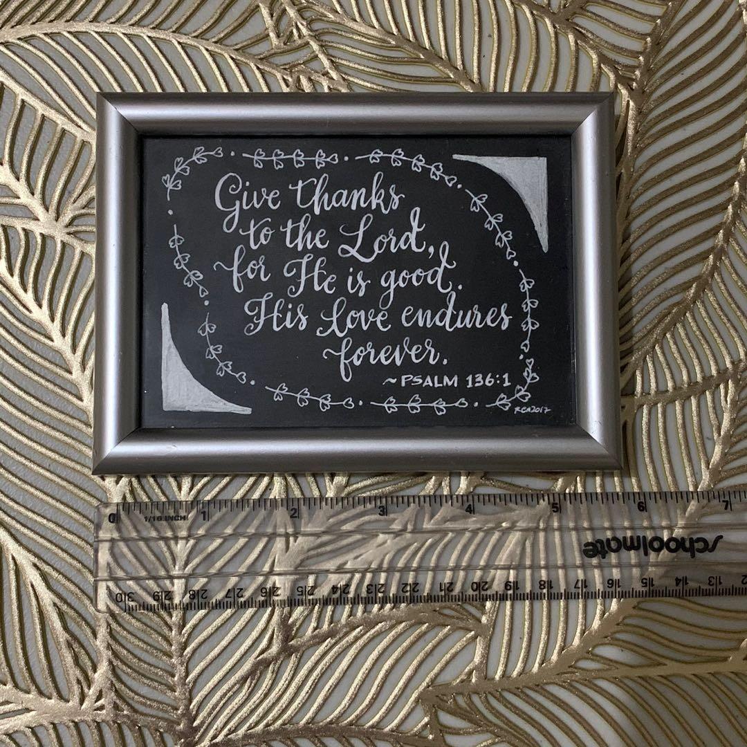 Psalm 136:1 In Silver Desk Frame, Furniture & Home Living, Home Decor ...