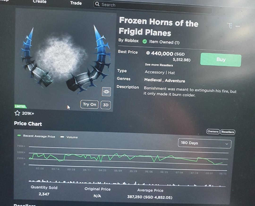 Roblox Frozen Horns, Video Gaming, Gaming Accessories, In-Game Products ...