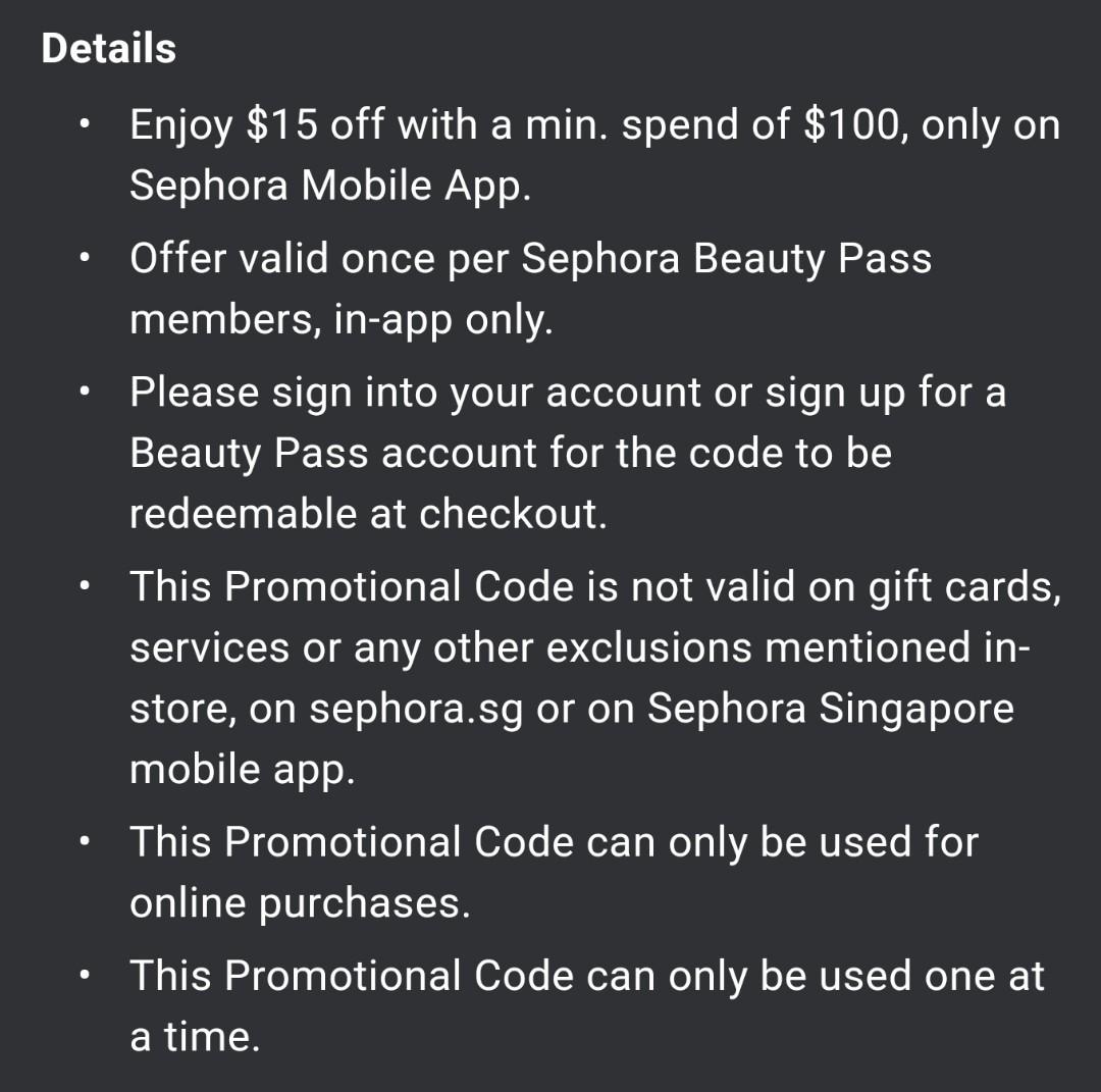 Sephora $15 Voucher (Min spend of $100), Tickets & Vouchers, Vouchers ...