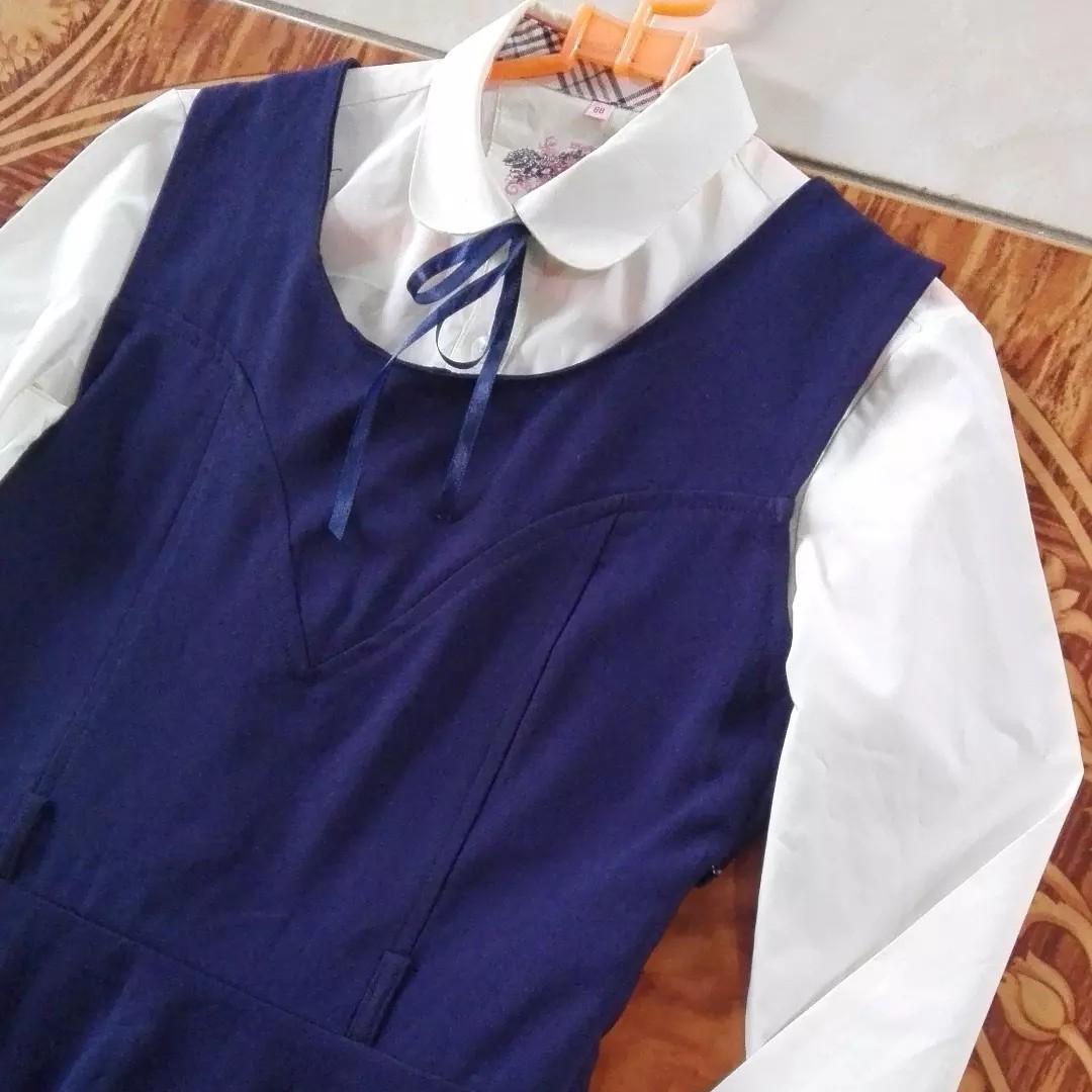 (Set free pita) Long Seifuku Japanese Uniform, Navy, Fesyen Wanita ...