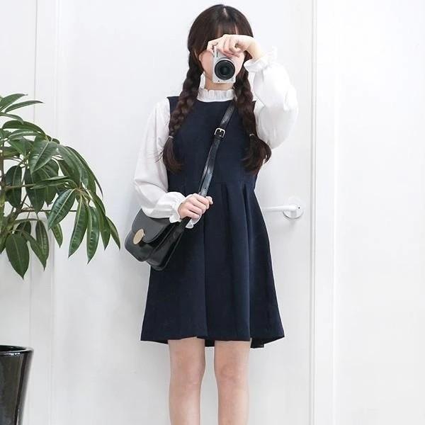 (Set free pita) Long Seifuku Japanese Uniform, Navy, Fesyen Wanita ...