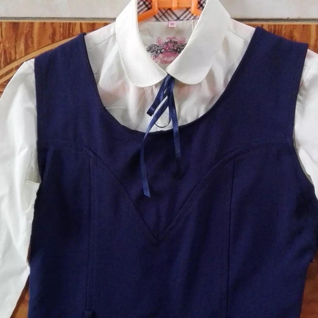 (Set free pita) Long Seifuku Japanese Uniform, Navy, Fesyen Wanita ...