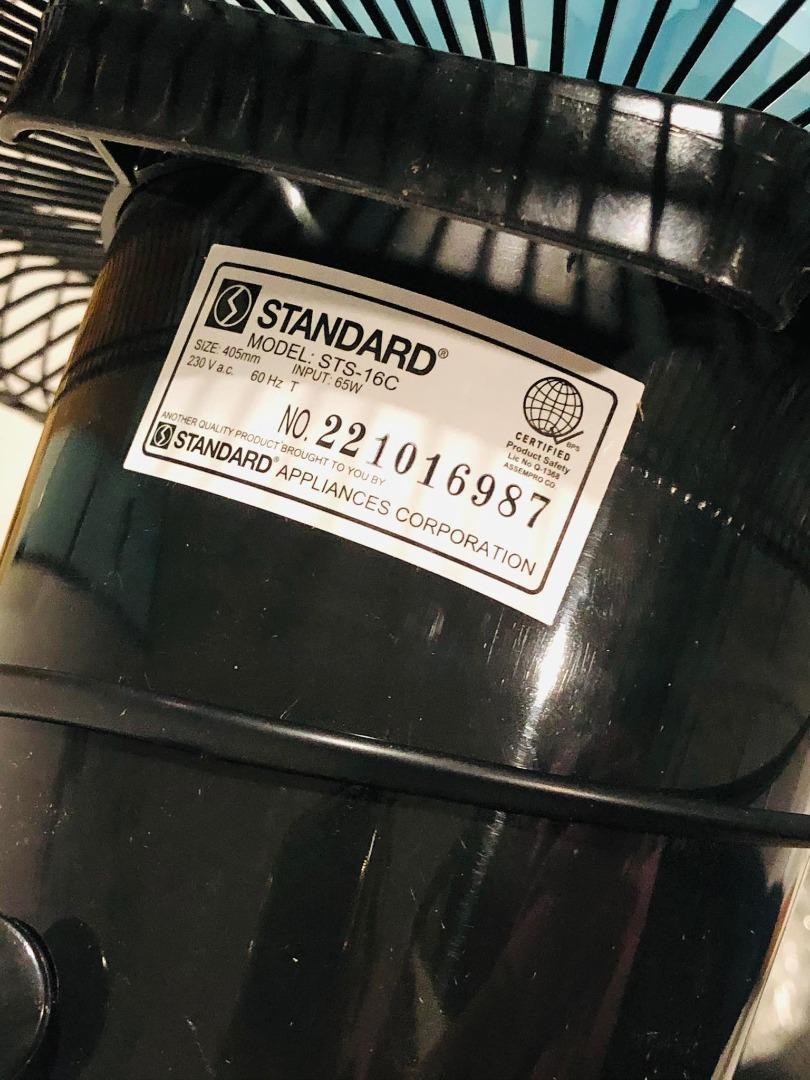 Standard 16" Electric Stand Fan Normal Blade STS-16C, Furniture & Home ...