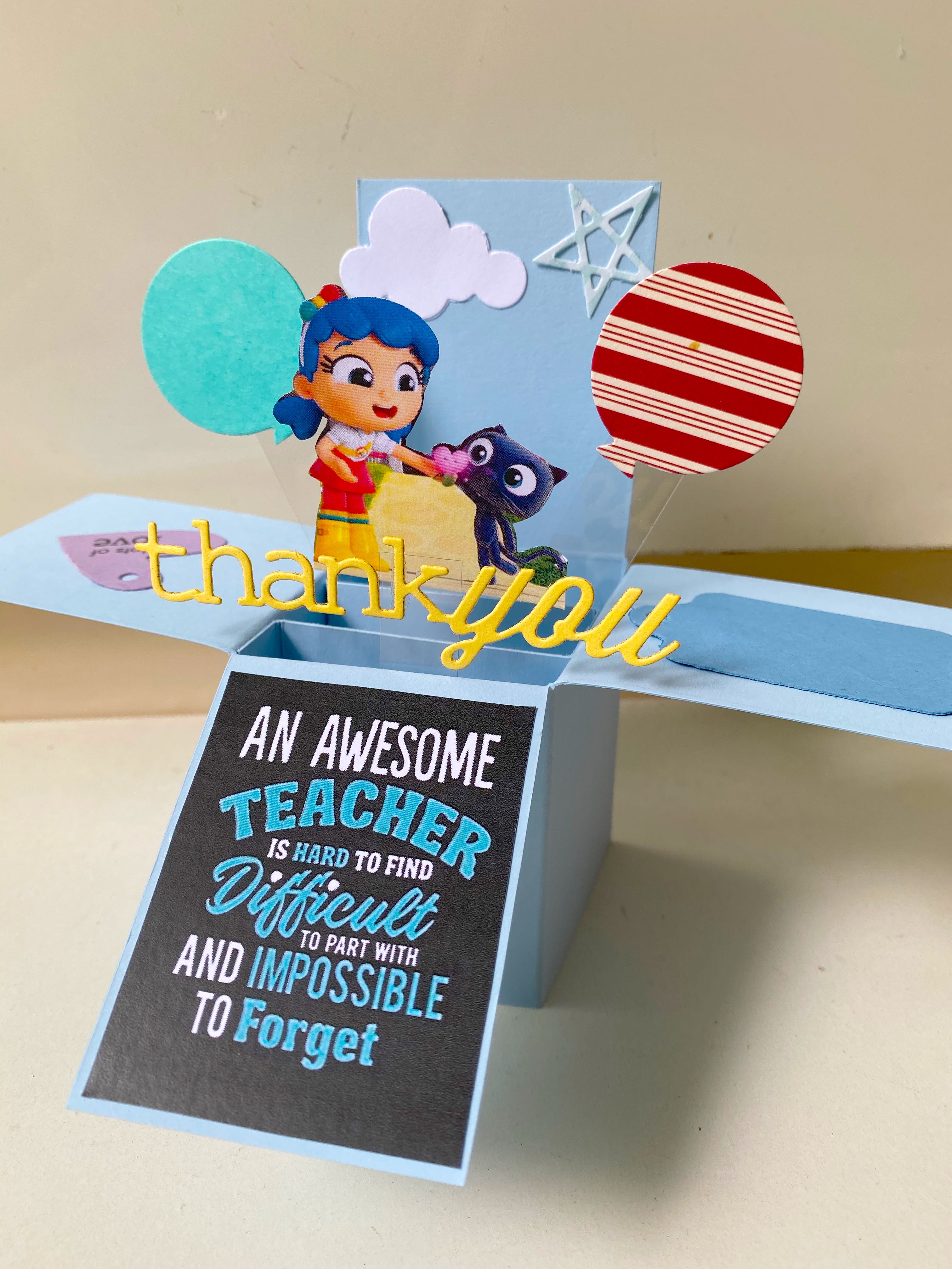 Thank you teacher day interactive pop up card, Hobbies & Toys ...