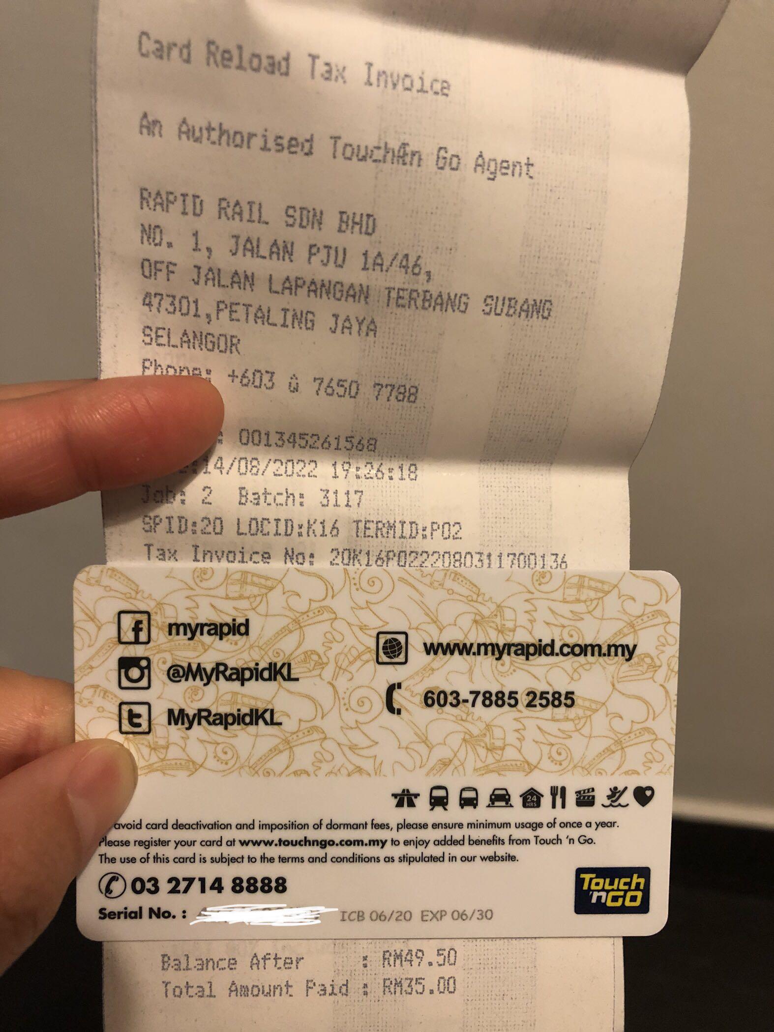 Touch n go 49.50Rm loaded, Tickets & Vouchers, Store Credits on Carousell