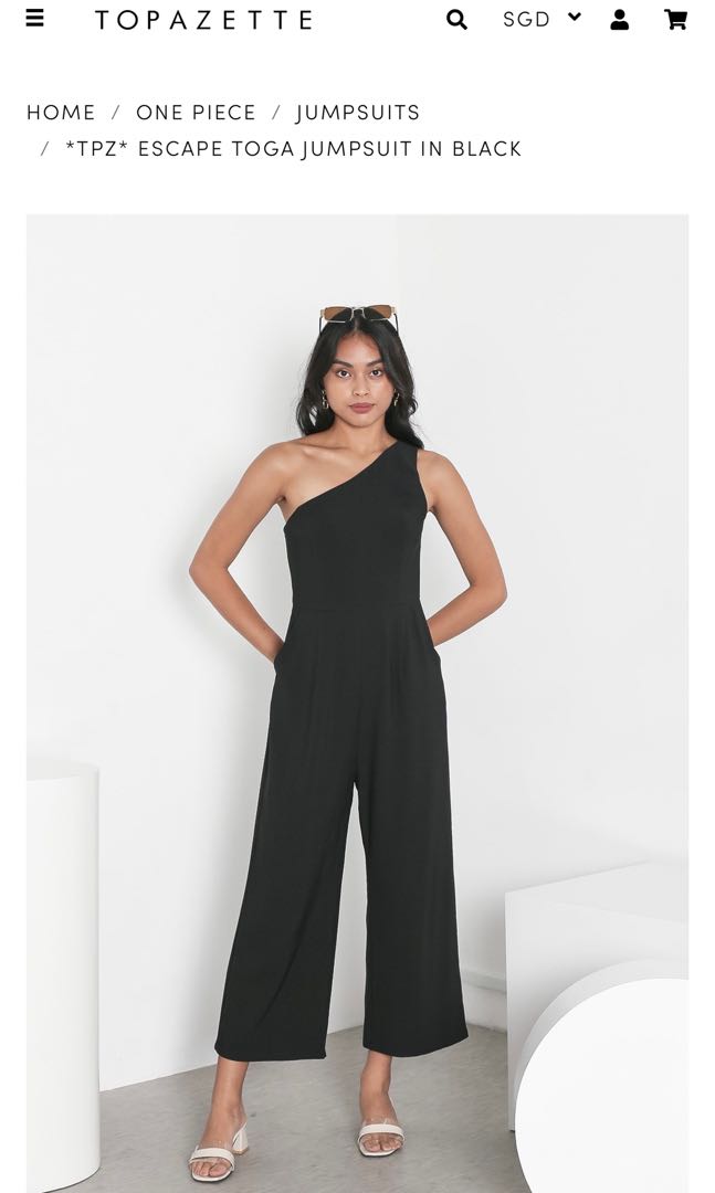 *TPZ* ESCAPE TOGA JUMPSUIT IN BLACK, Women's Fashion, Dresses & Sets, Jumpsuits on Carousell