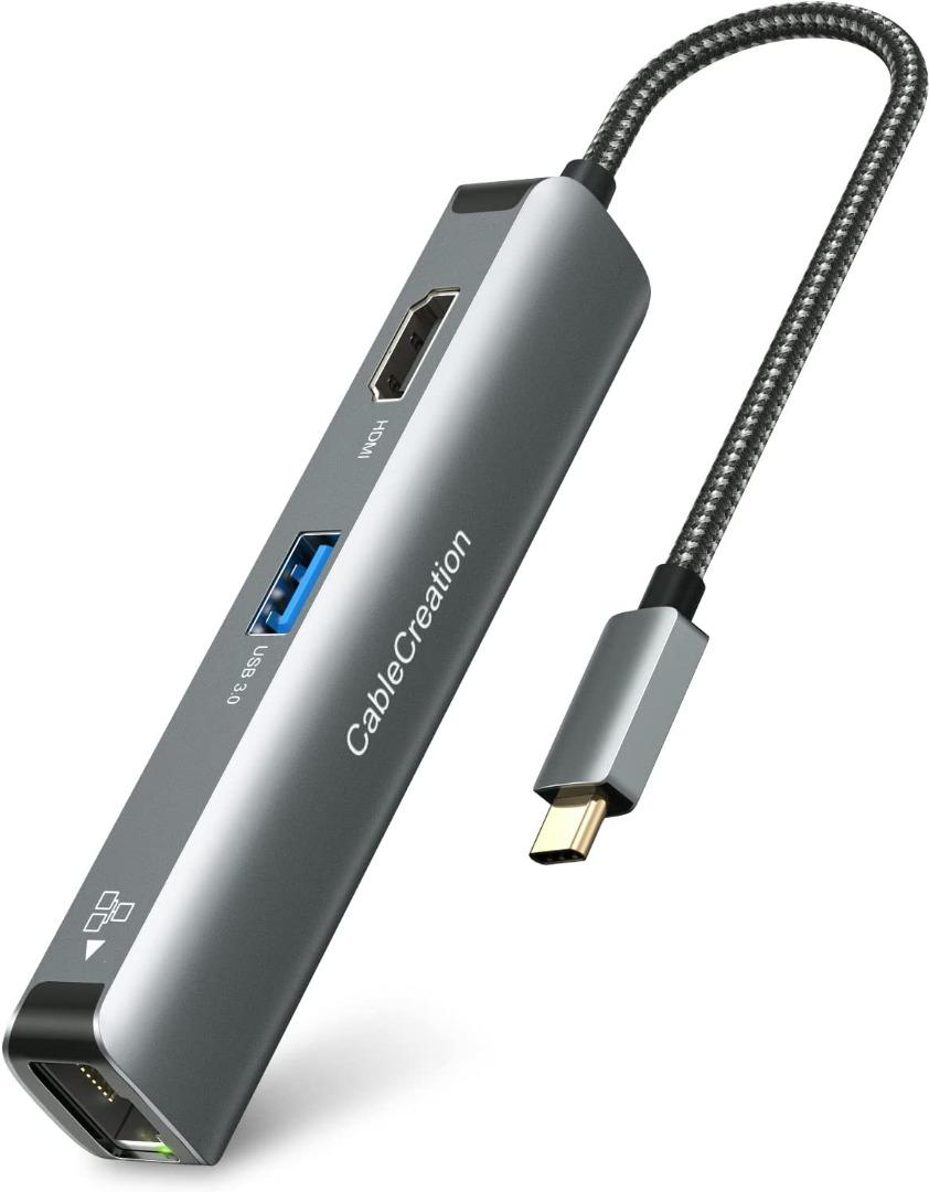 "USB C Ethernet Hub 4k 30Hz, CableCreation 5-in-1 USB C Hub with HDMI ...