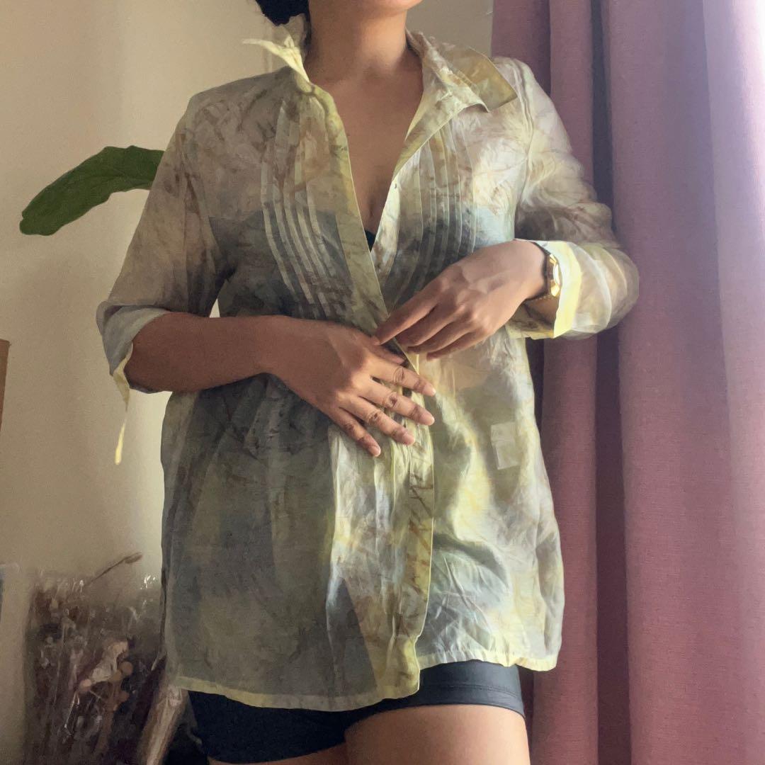 Yellow see-through Longsleeves, Women's Fashion, Tops, Longsleeves on ...