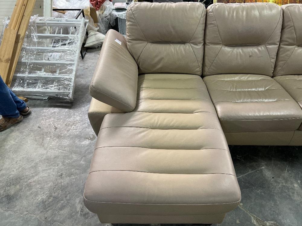 4 Seater L-Shape Leather Sofa Beige Colour / Sofa Kulit Bentuk L 4 ...