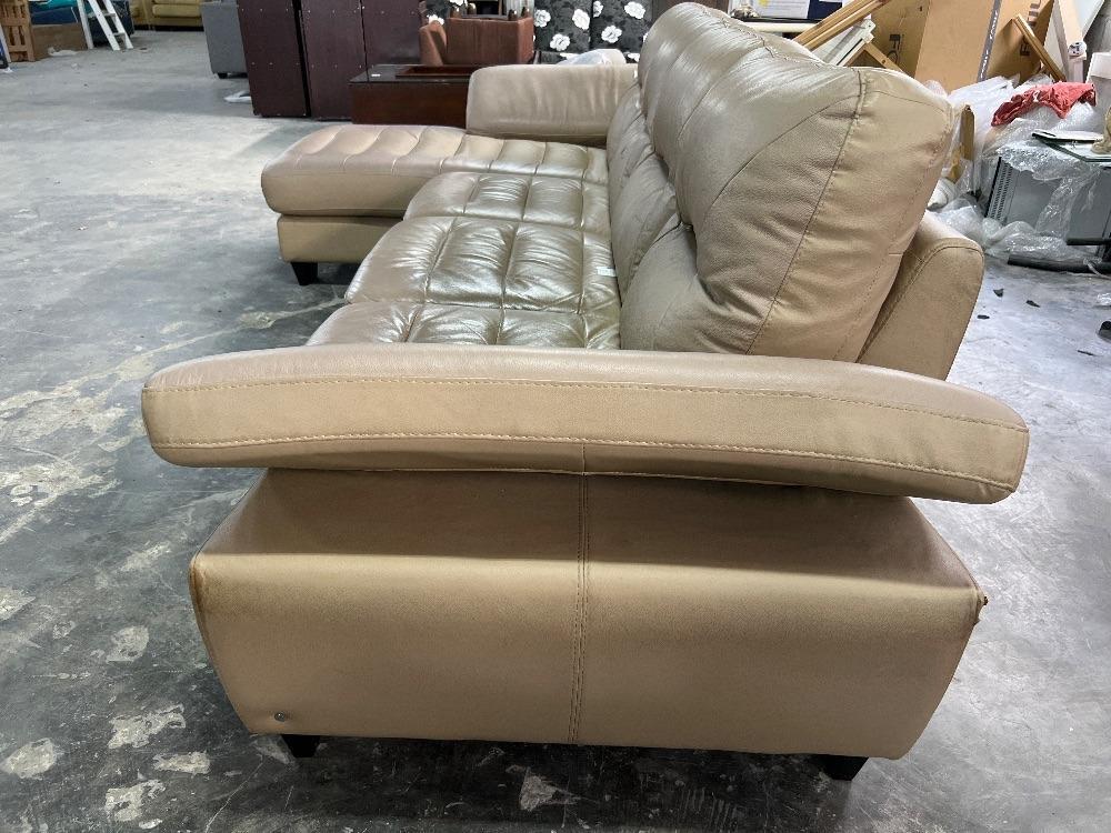 4 Seater L-Shape Leather Sofa Beige Colour / Sofa Kulit Bentuk L 4 ...