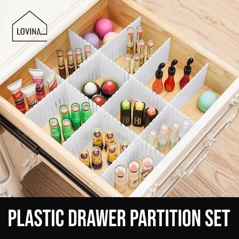 5 Piece Set Drawer Divider Partition Organiser Wardrobe Kitchen Storage ...