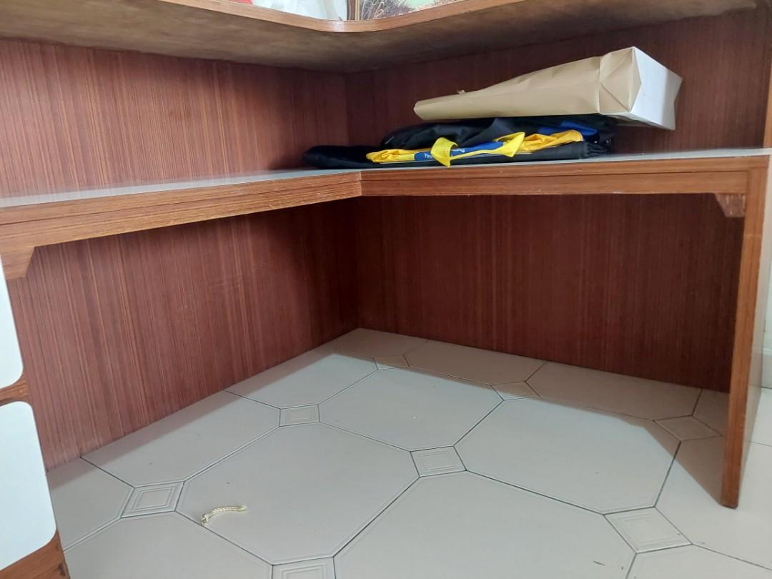 70s Formica White and Wood bedroom furniture wardrobe dressing table ...