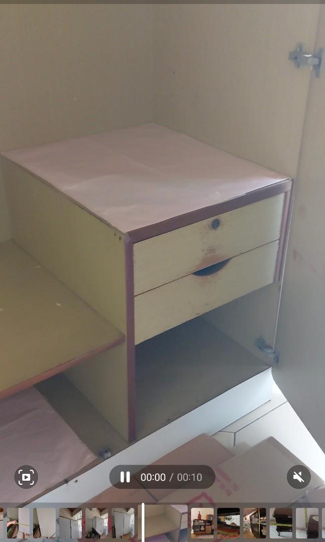 70s Formica White and Wood bedroom furniture wardrobe dressing table ...