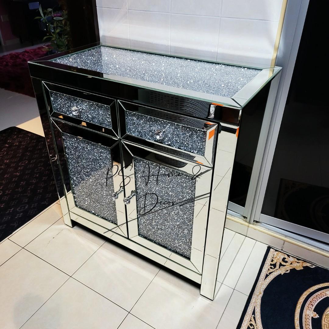 [INSTOCK] Sparkly Stunning Mirrored Crushed Diamond Sideboard Cabinet ...