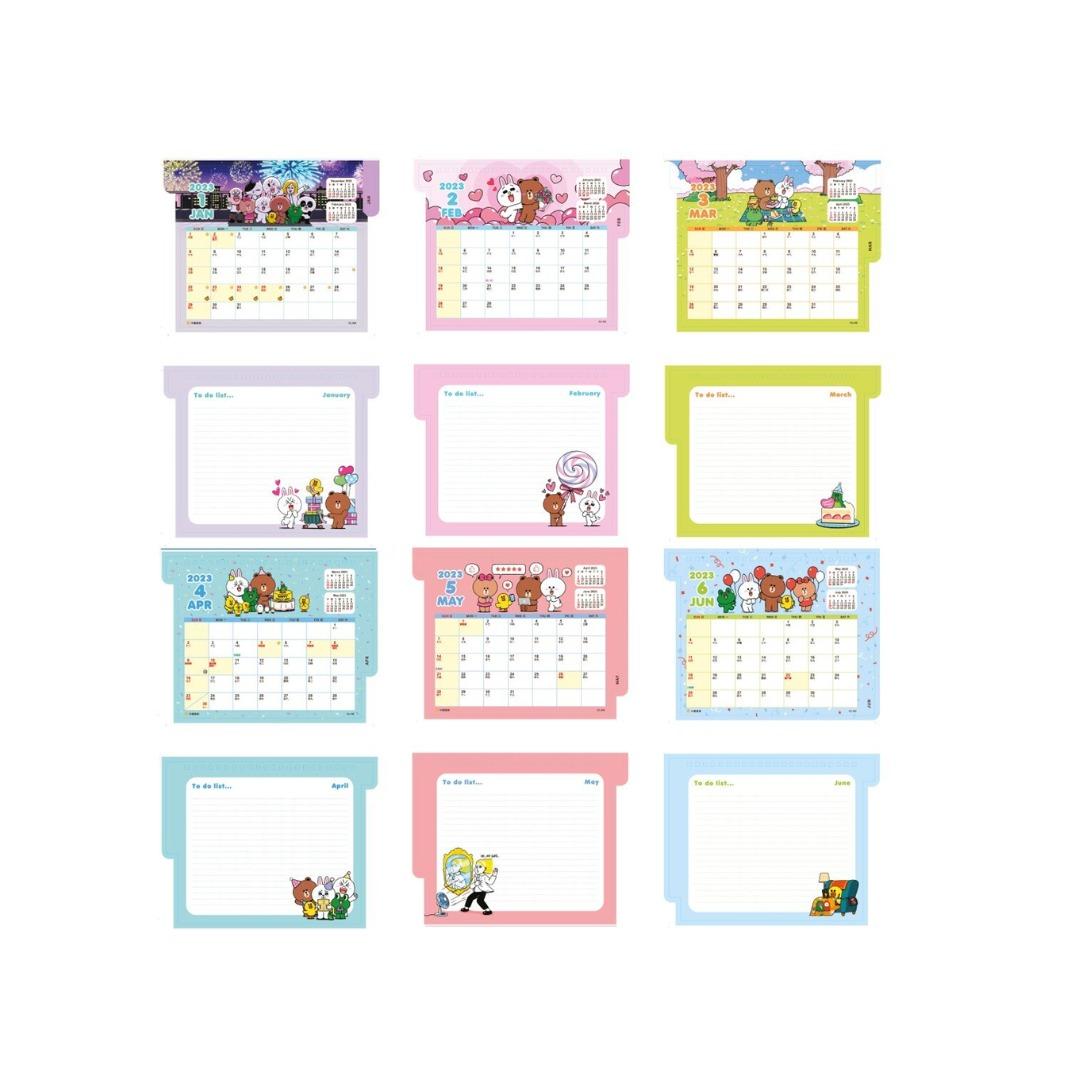 [現貨] LINE Friends - 2023年座檯月曆, 興趣及遊戲, 手作＆自家設計, 文具 - Carousell