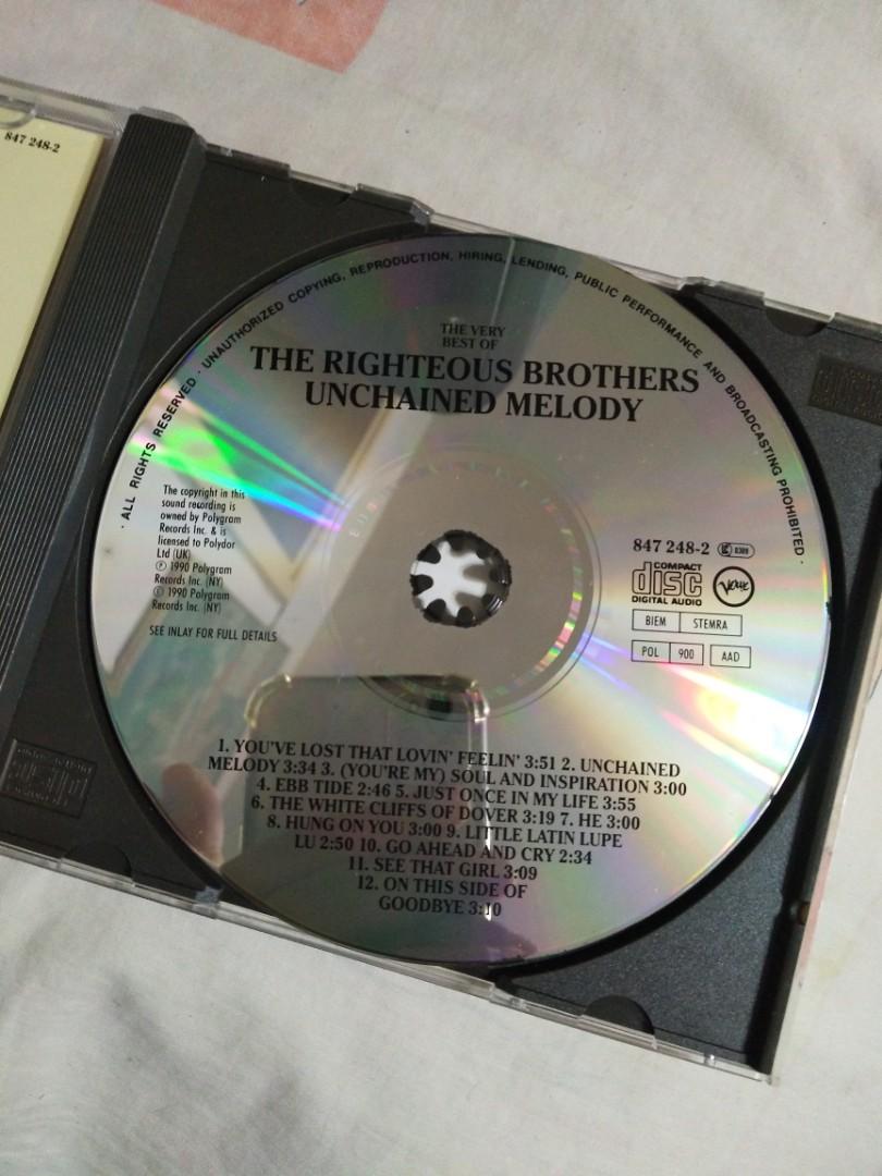 德國銀圈 THE VERY BEST OF THE RIGHTEOUS BROTHERS UNCHAINED MELODY CD 舊版 1990, 興趣及遊戲, 音樂樂器 & 配件, 音樂與 ...