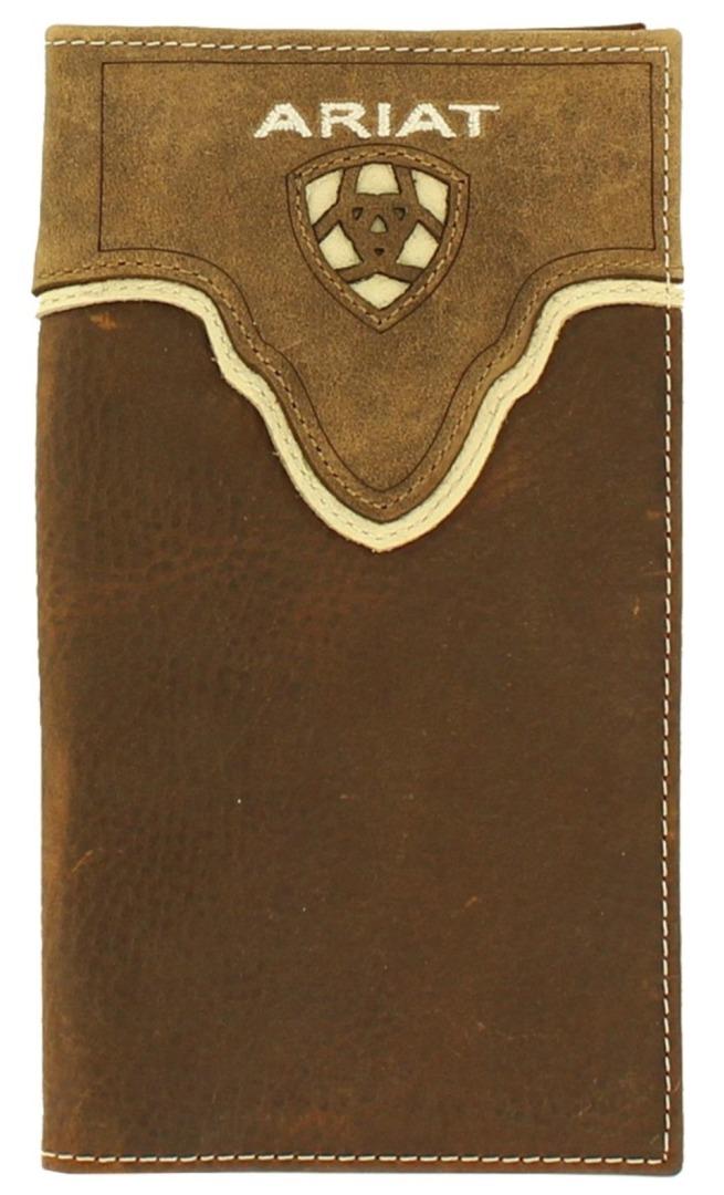ARIAT Mens Wallet Rodeo Design Top Grain Leather Distressed Leather ...