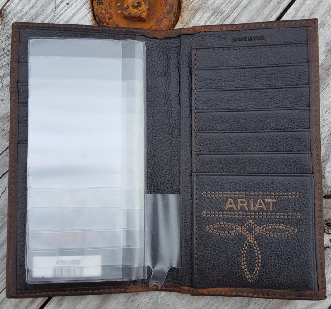 ARIAT Mens Wallet Rodeo Design Top Grain Leather Distressed Leather ...