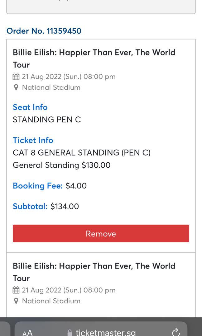 Billie Eilish standing tickets, Tickets & Vouchers, Event Tickets on ...