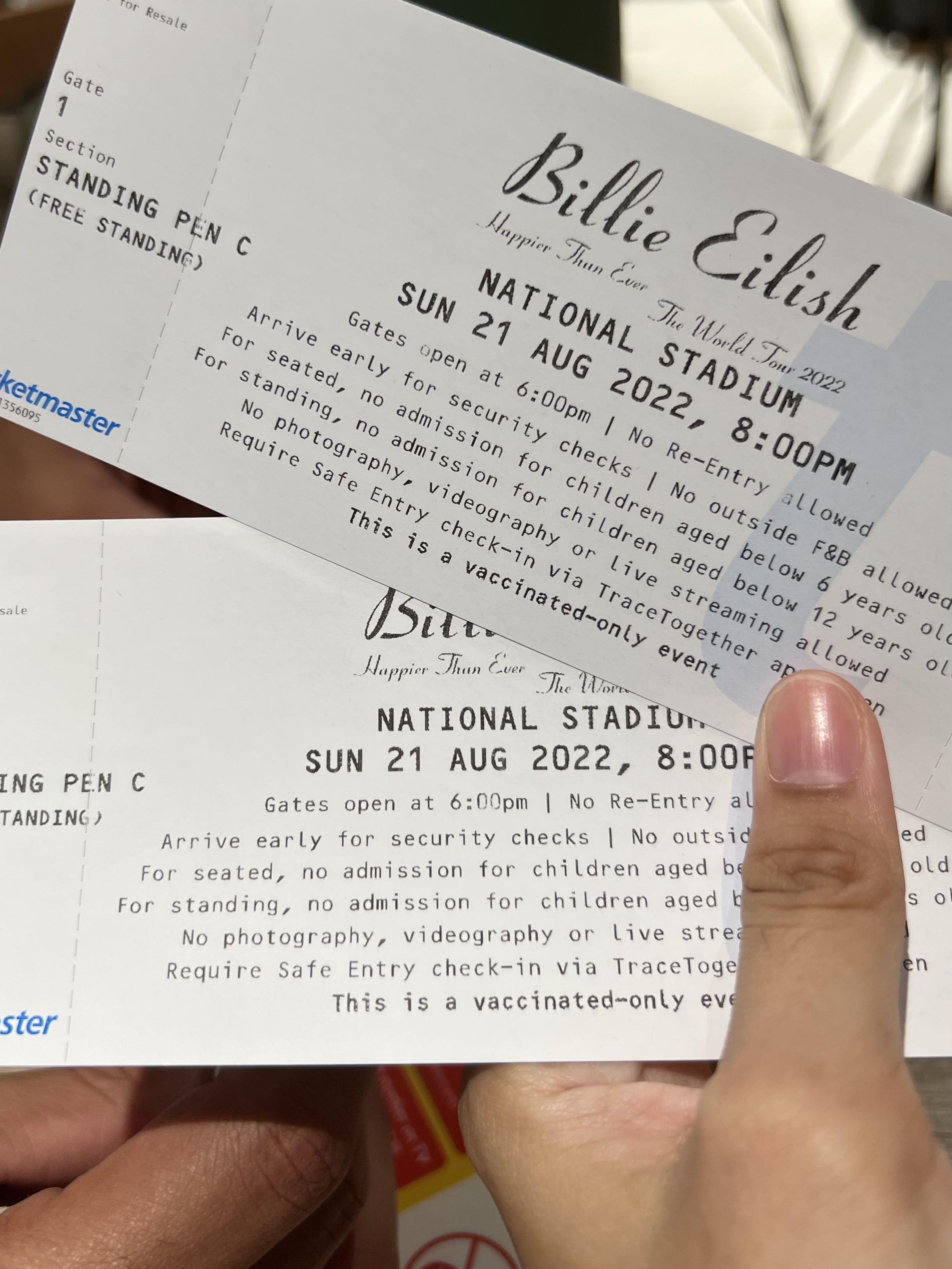 Billie Eilish standing tickets, Tickets & Vouchers, Event Tickets on ...