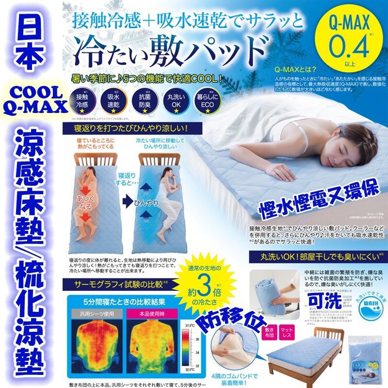 日本COOL Q-Max 涼感床墊/梳化涼墊, 傢俬＆家居, 床具浴巾 - Carousell