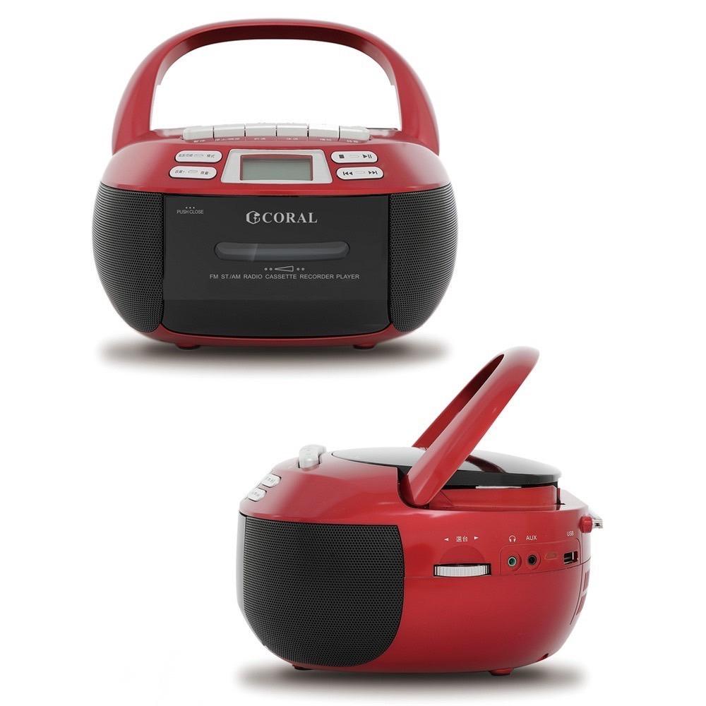 CORAL CD9900 復古造型多功能整合卡式手提CD音響 卡帶AM/FM收錄音機 AUX立體雙喇叭音箱 USB隨身碟, 耳機及錄音音訊設備 ...