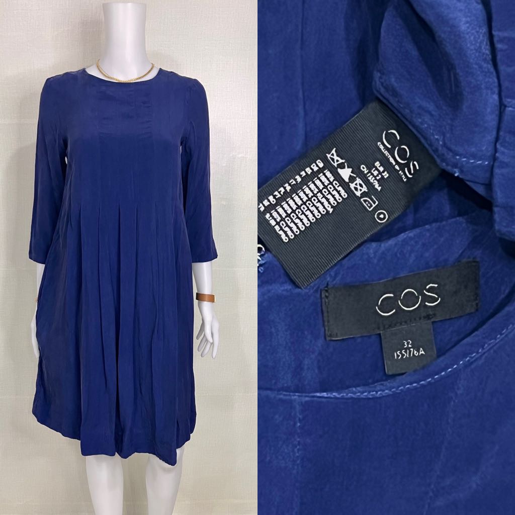 Cos Royal Blue Dress )in Cupro Fabric Materi, Women's Fashion, Dresses ...
