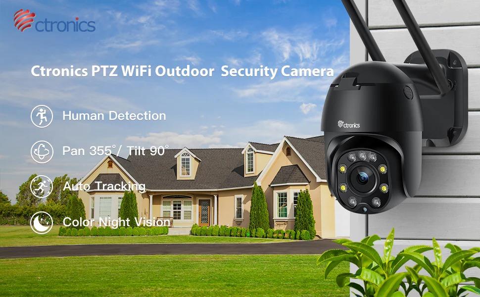 Ctronics 1080P HD Surveillance Camera with Human Detection and PTZ ...