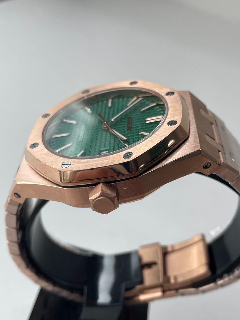 Custom Seiko Mod Rose Gold Green AP 42mm, Men's Fashion, Watches ...