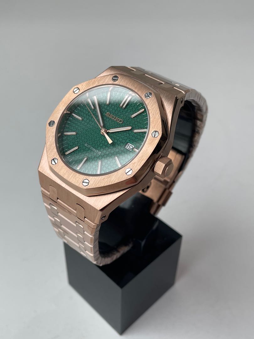 Custom Seiko Mod Rose Gold Green AP 42mm, Men's Fashion, Watches ...