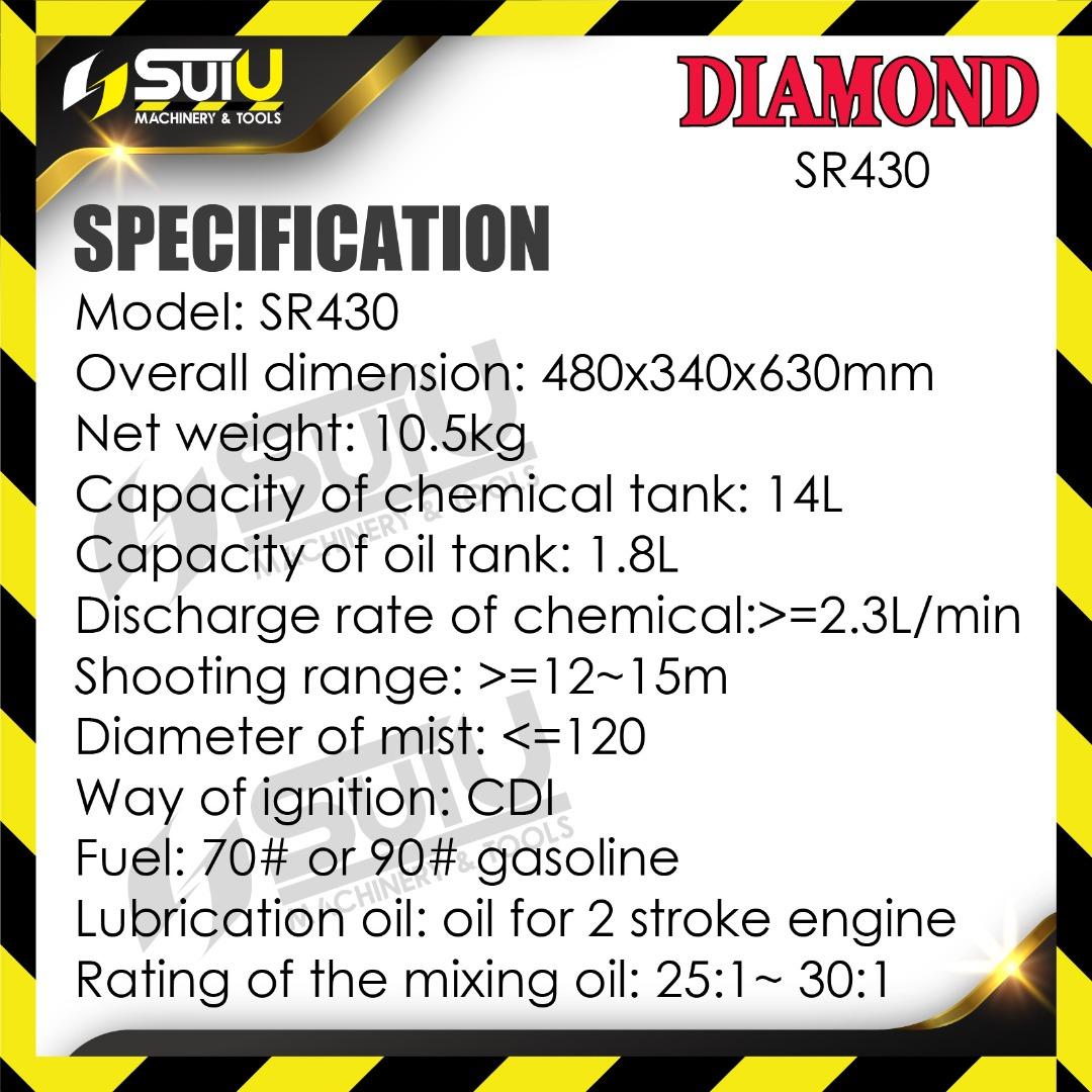 DIAMOND SR430 14L Knapsack Mist Blower w/ Accessories (Without Turbo ...