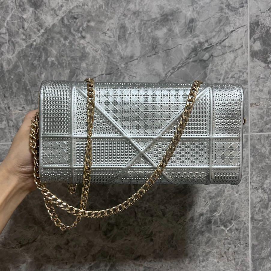 Dior Diorama Wallet On Chain WOC Silver Chain Wallet, Luxury, Bags ...