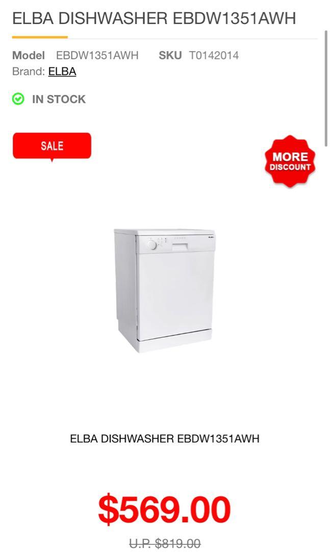 Elba Dishwasher, TV & Home Appliances, Washing Machines and Dryers on ...
