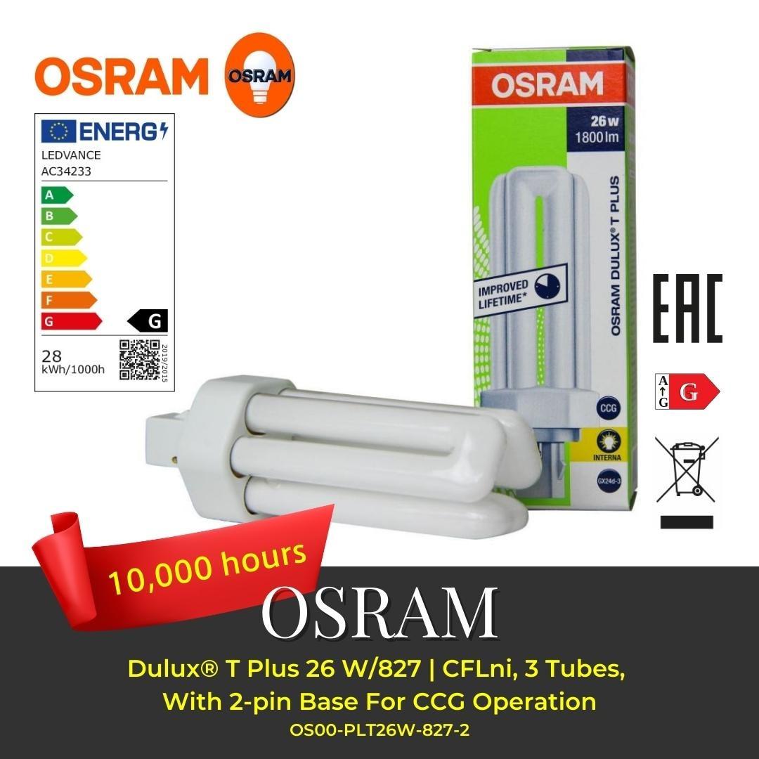 Osram Fluorescent Lamp Bulb Dulux T Plus 26W 827 2700K Warm White, Furniture & Home Living ...