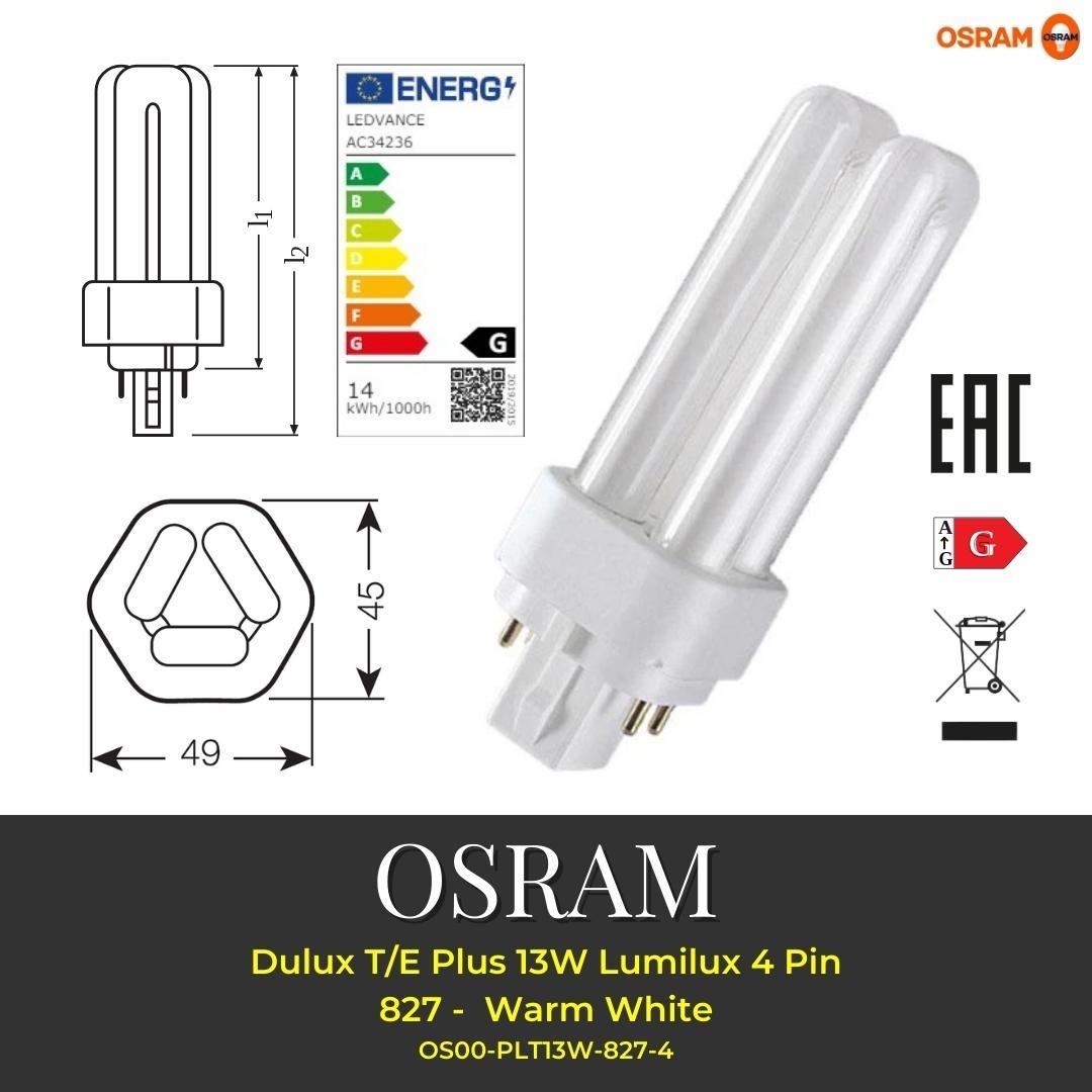 Osram Fluorescent Lamp Bulb Dulux T E Plus 13W 827 2700K Warm White, Furniture & Home Living ...