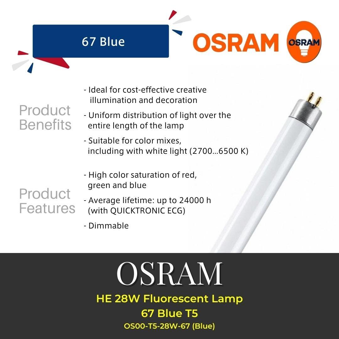 Osram Fluorescent Light Tube Lumilux T5 HE 28W 67 Blue Tubular With G5 Base 67 Blue, Furniture ...