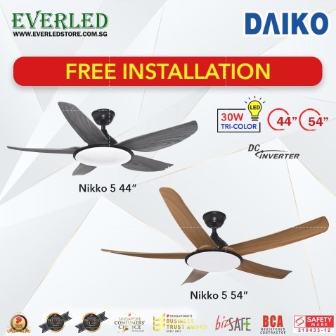 [FREE INSTALLATION] Daiko DC Fan Nikko 5 44"/54" with Tri-Color LED ...