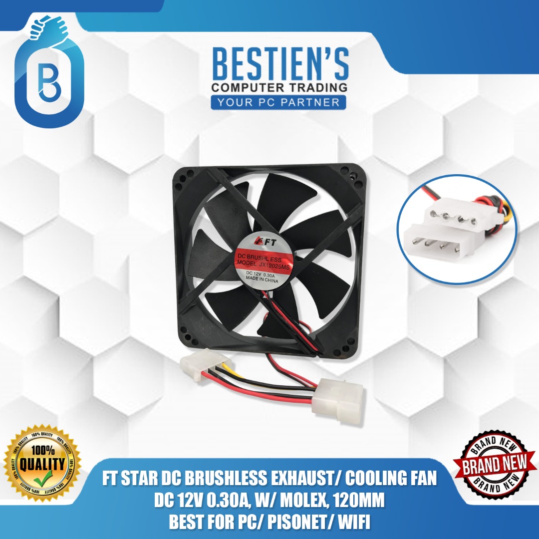 FT STAR DC BRUSHLESS EXHAUST/ COOLING FAN, DC 12V 0.30A, W/ MOLEX ...